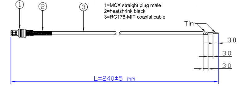 UHF RC system version 3, MCX wire antenna detailed